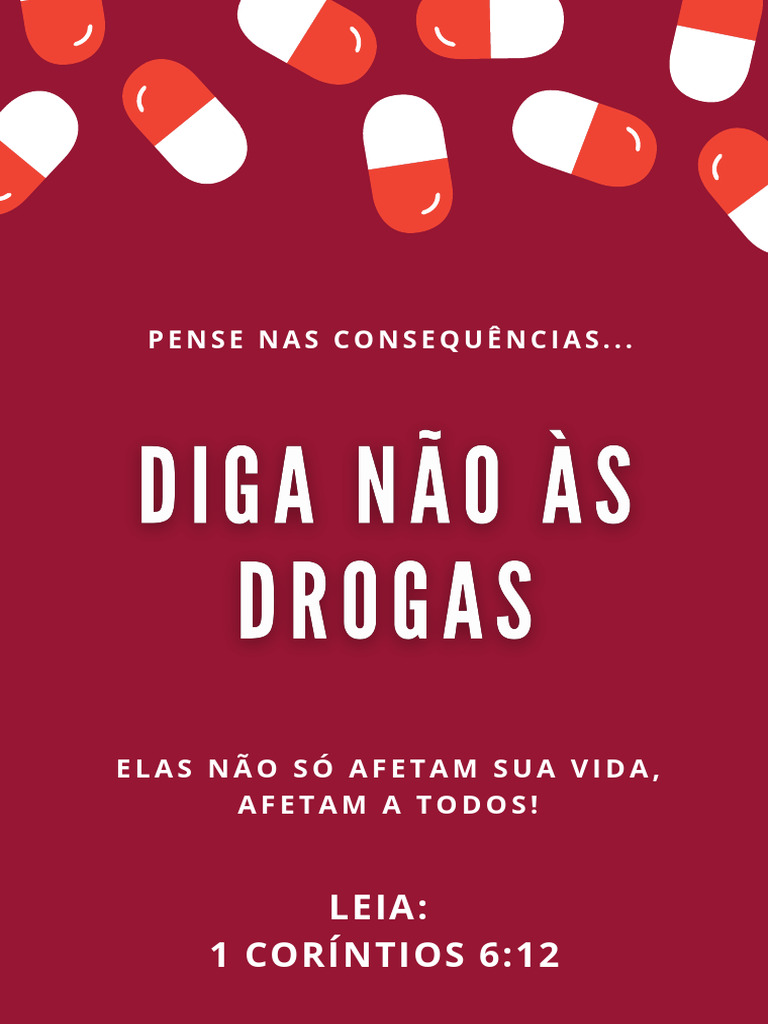 Cartaz de Conscientização sobre Drogas Ilustrado Vermelho | PDF