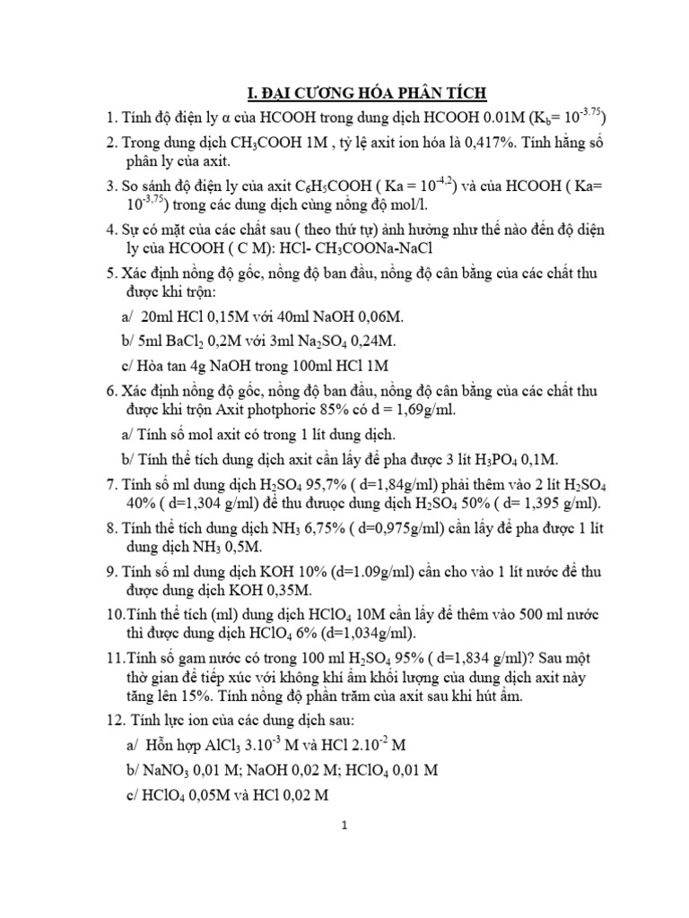 On Tap Hoa Phan Tich (Bai Tap) | PDF