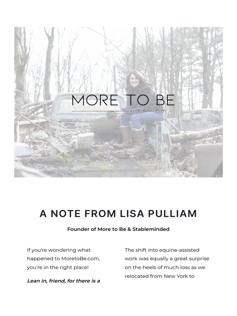 More To Be - StableMinded With Lisa Pulliam | PDF | Psychotherapy ...