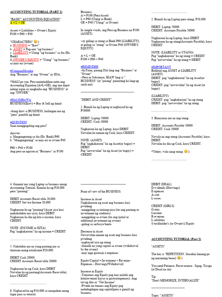 Accounting The Basics Filipino Tutorial | PDF