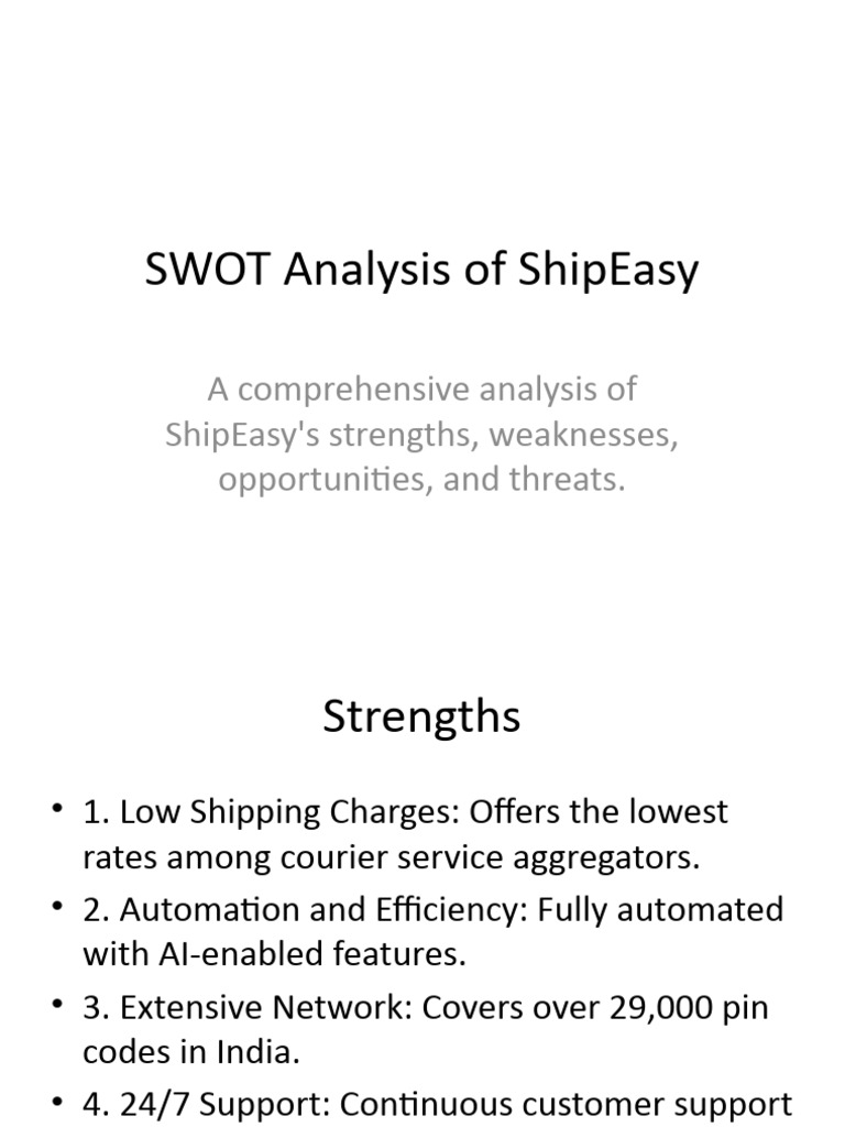 ShipEasy SWOT Analysis | PDF | Business | Computers
