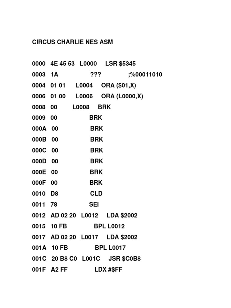 Circus Charlie Nes Asm | PDF | Teoría del ajedrez | Ajedrez