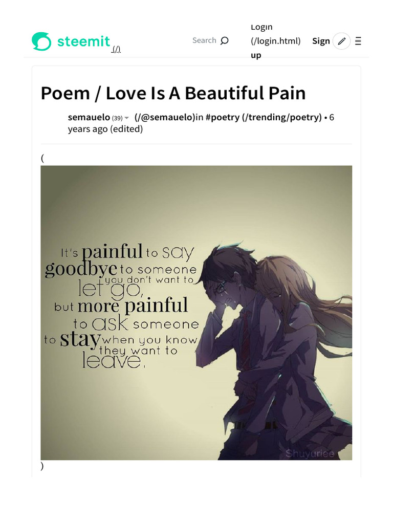 Poem - Love Is A Beautiful Pain - Steemit | PDF | Art | Poetry