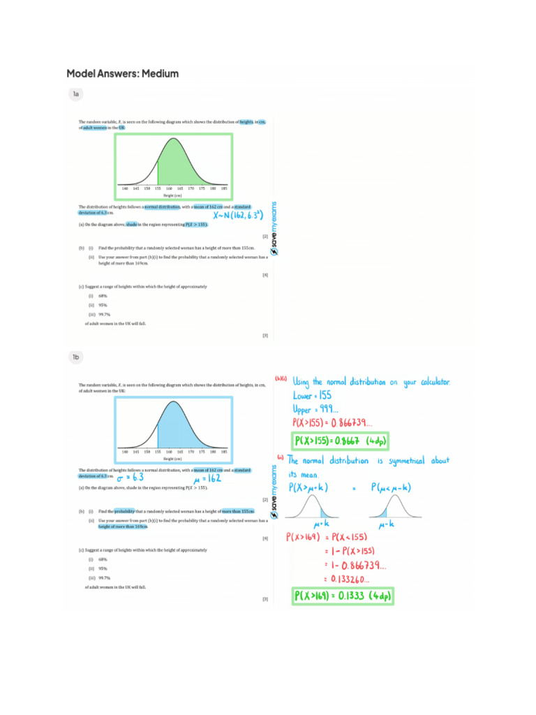 4.6 Normal Distributions - ANSWERS | PDF
