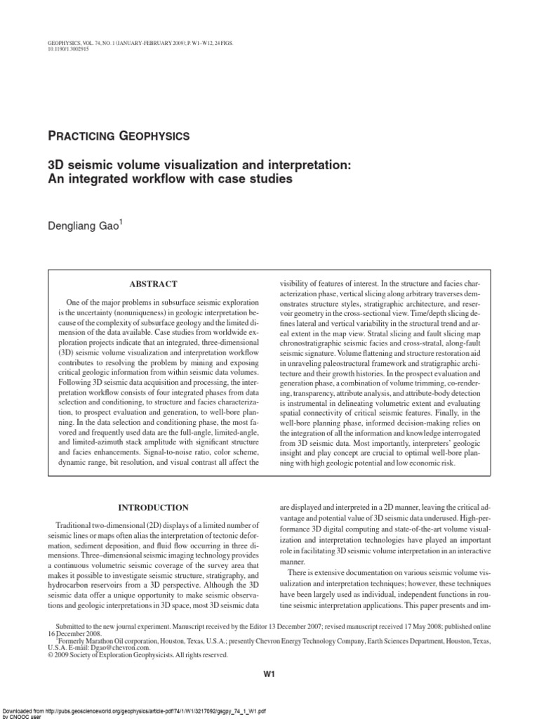 3D Seismic Volume Visualization and Interpretation | PDF | Reflection ...