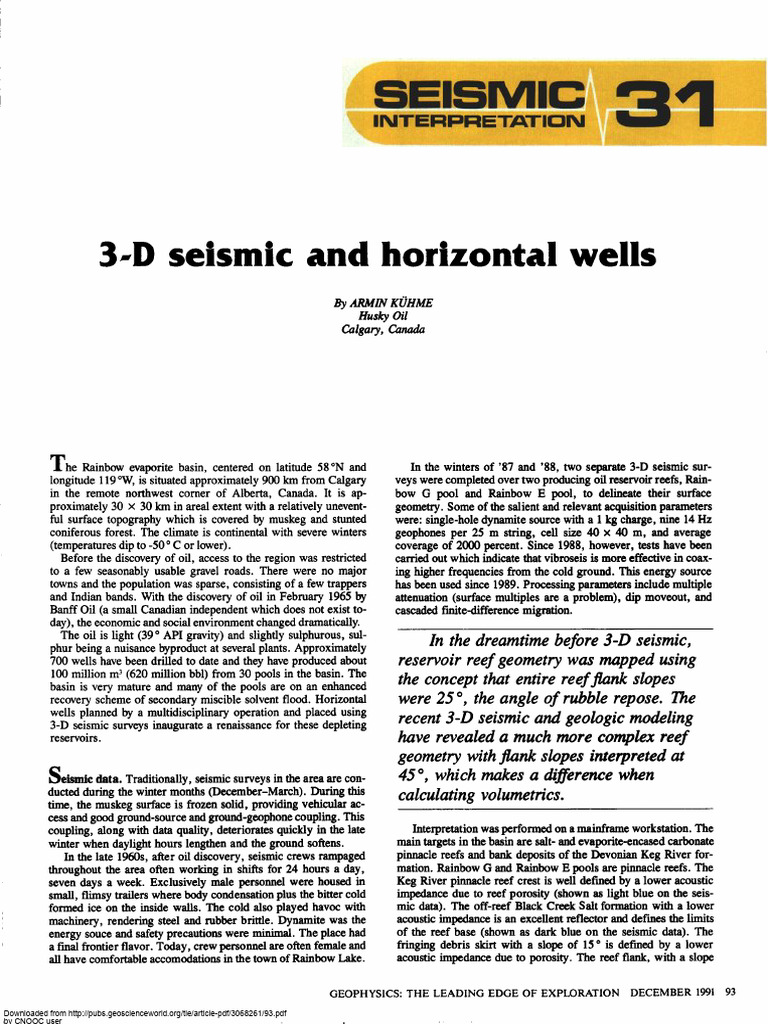 3-D Seismic and Horizontal Wells - SEISMIC INTERPRETATION 31 | PDF | Geology | Earth Sciences