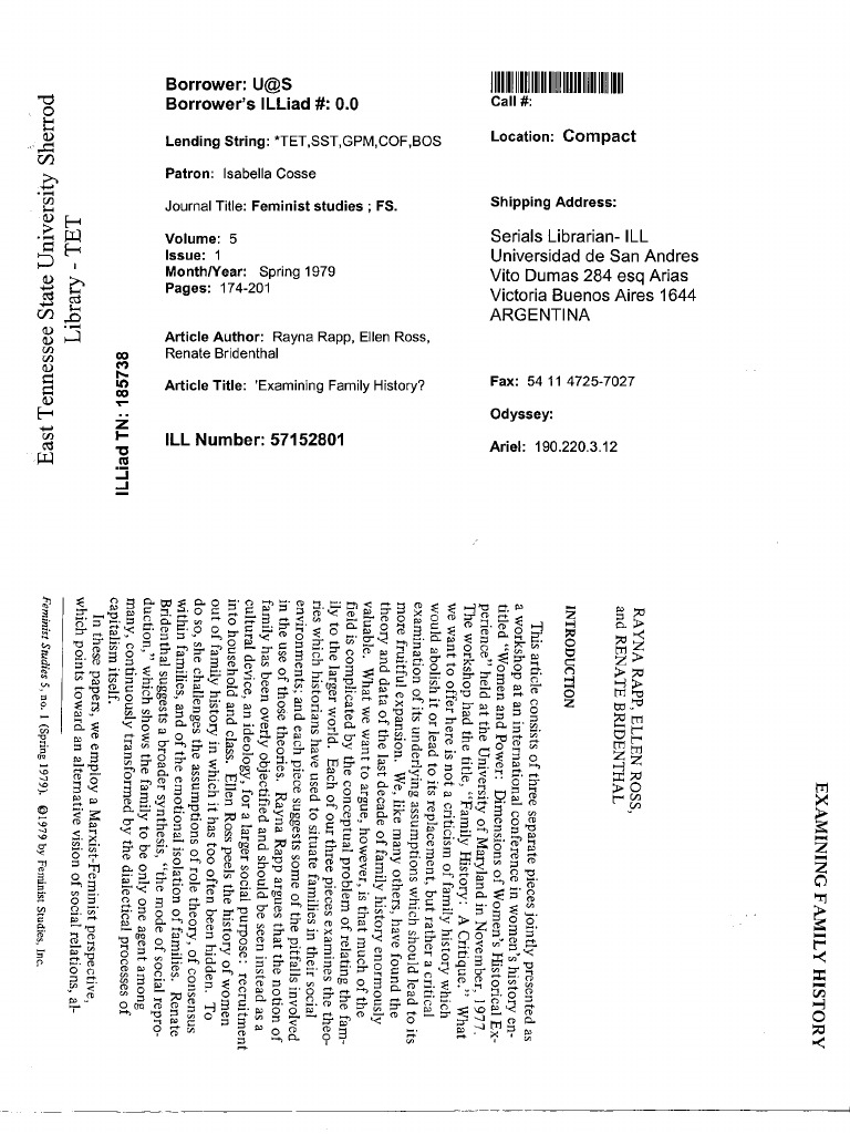 Rapp - Examining Family History | PDF