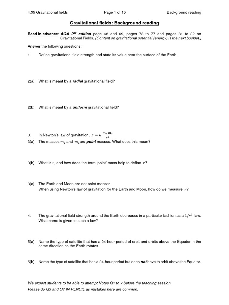 Booklet 4.05 (Grav Fields) | PDF | Orbit | Force