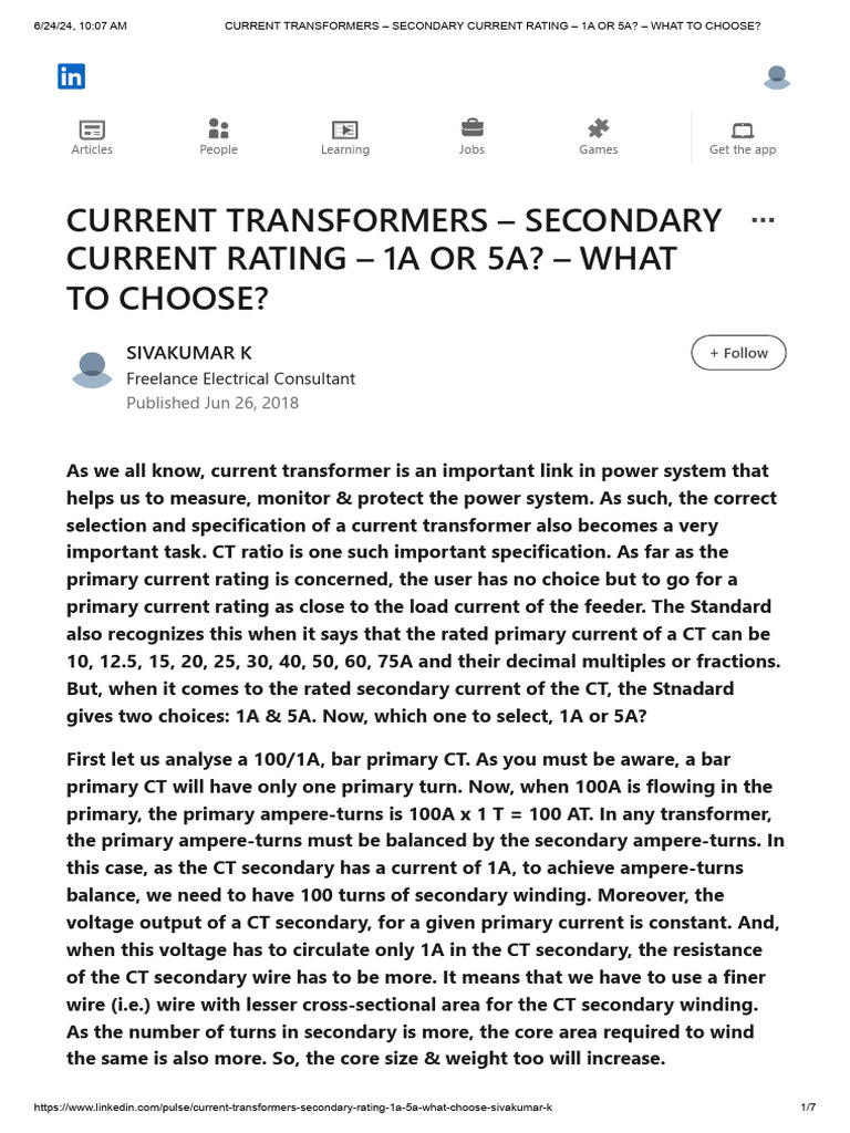 Current Transformers - Secondary Current Rating - 1a or 5a - What To ...