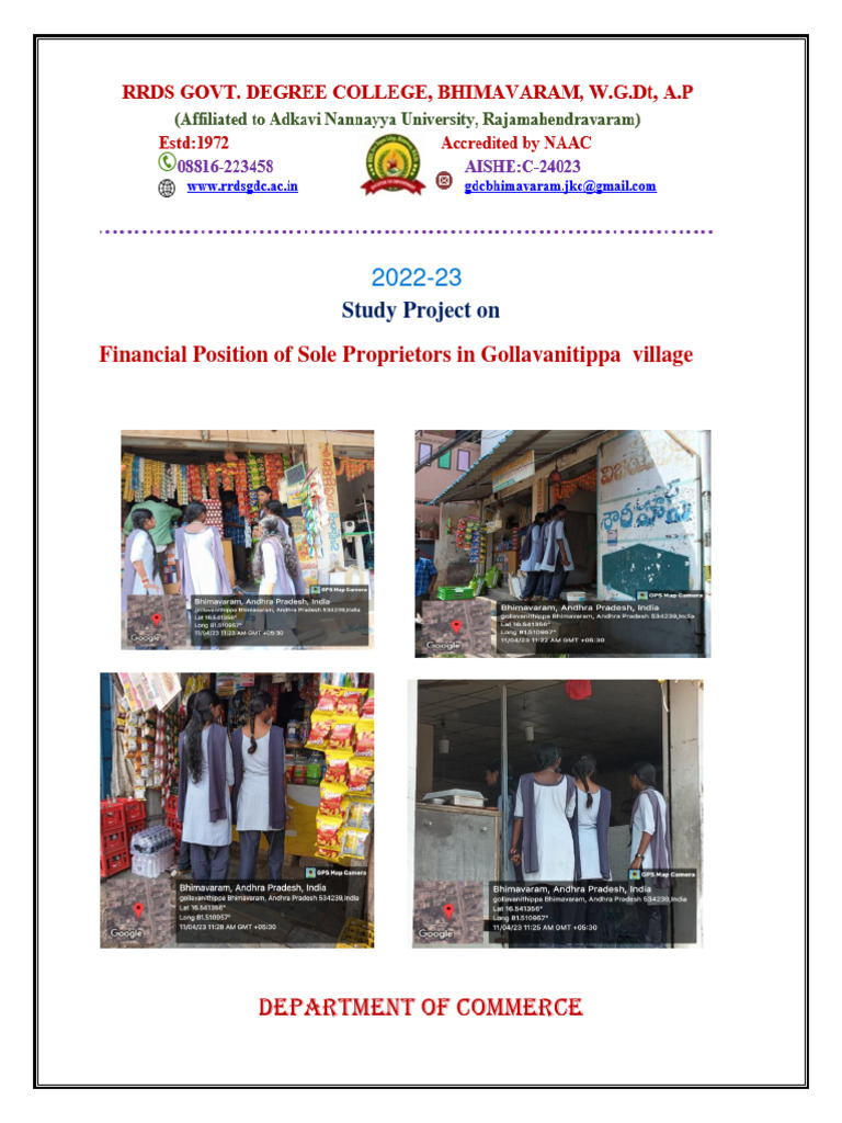 II B.com Study Project on Sole Proprietorship 1 | PDF | Sole ...
