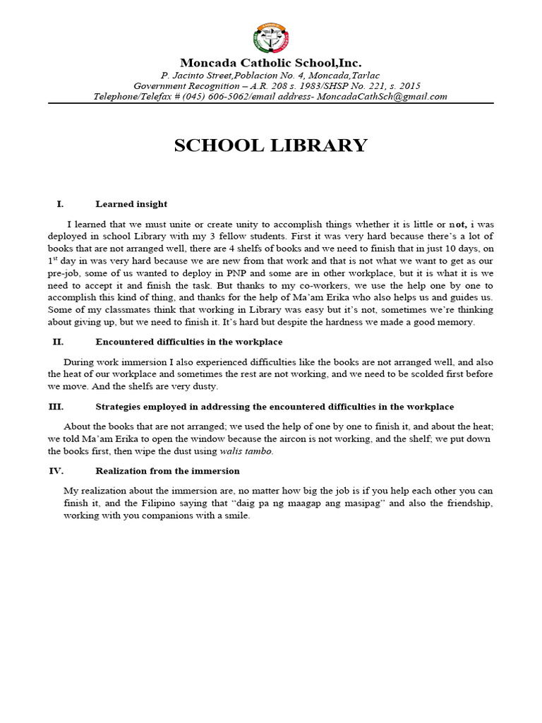 Activity in Immersion | PDF
