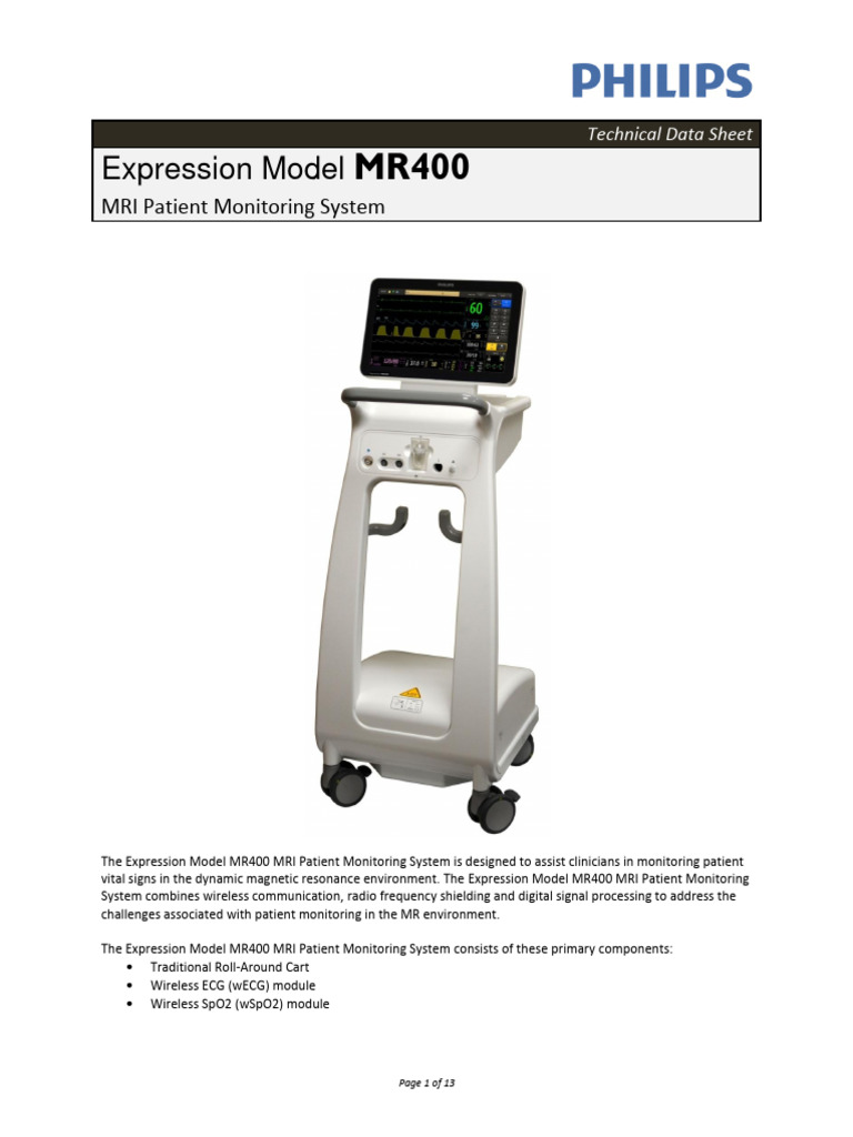 MRI Patient Monitoring System MR400 | PDF | Monitoring (Medicine ...