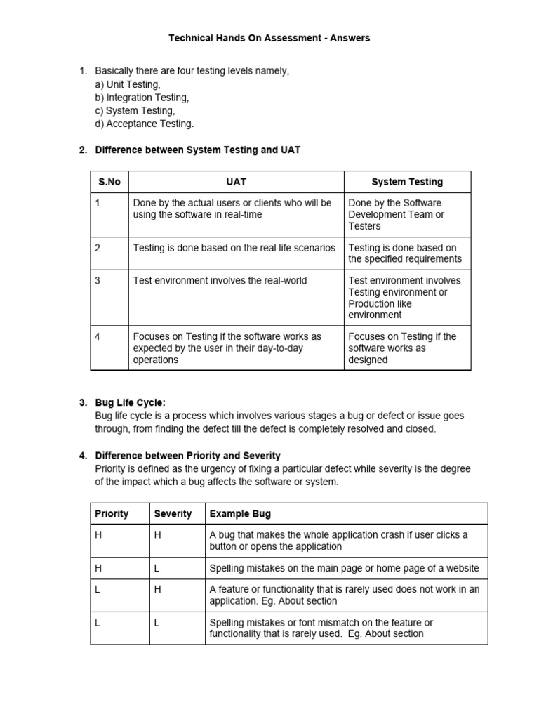 Technical Hands On Assessment - Answers | PDF | Software Testing ...