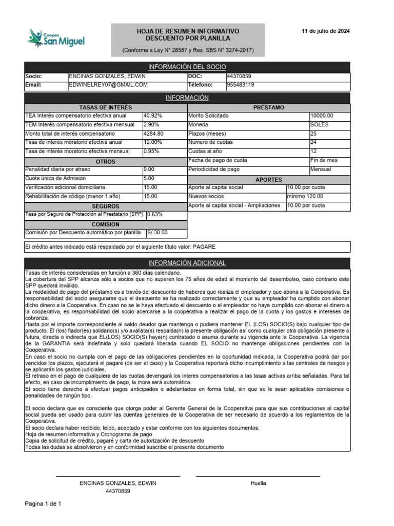RPT Preliminar Hoja Resumen Informativo | PDF | Pagos | Dinero