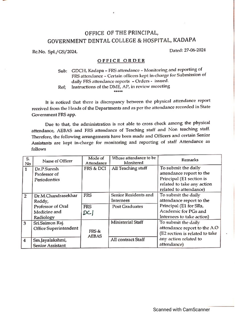 Attendance Order | PDF