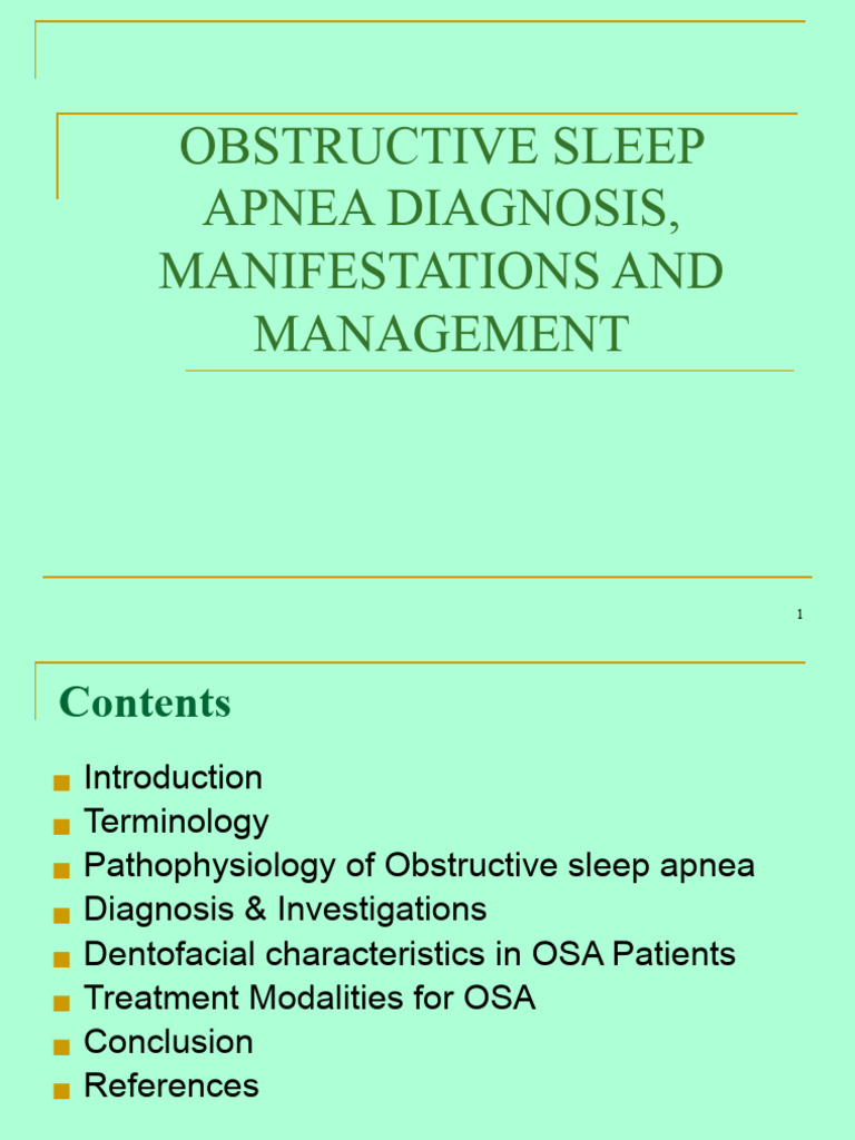 Obstructive Sleep Apnea: Diagnosis & Management | PDF | Sleep Apnea ...
