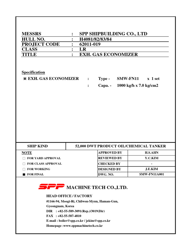 H4081 84 Exh. Gas Economizer Final Drawings | PDF | Valve | Boiler