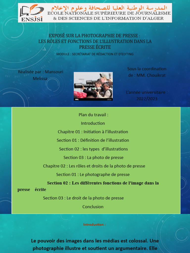 Exposé Sur La Photographie de Presse | PDF | Journalisme | Média (Communication)