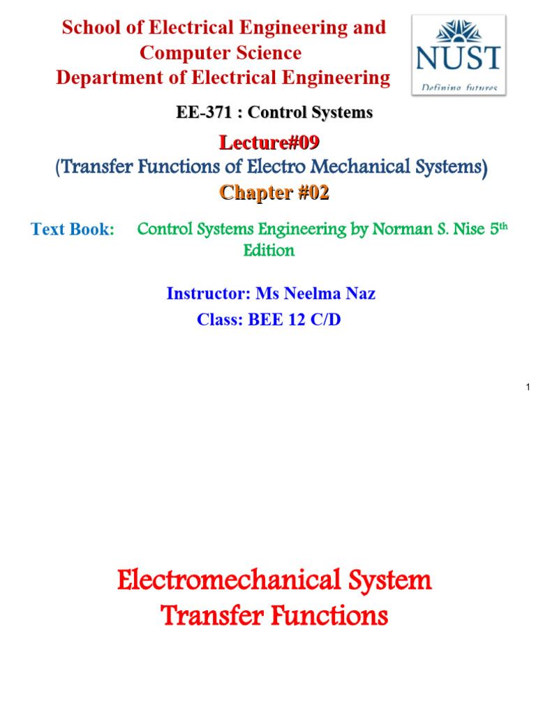 Lecture 09 Electromechanical Systems Linearization | PDF | Nonlinear System | Mechanics