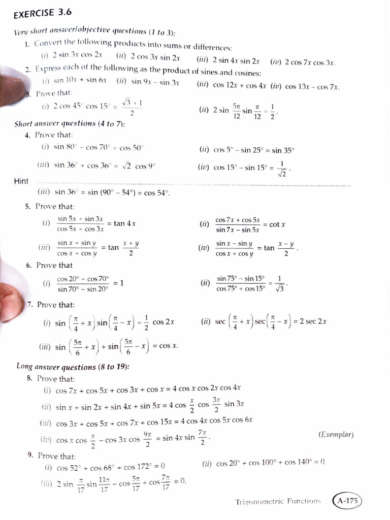 transformation of sums and pdts ml | PDF | Trigonometric Functions | Trigonometry