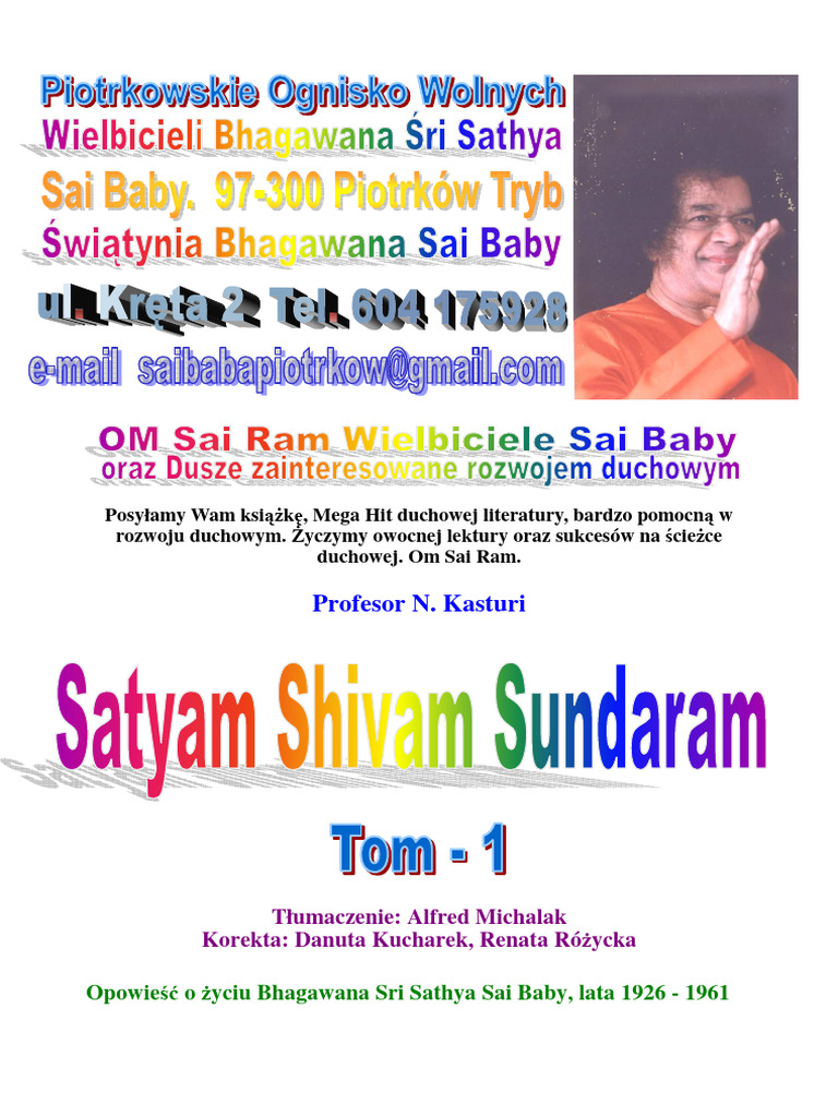 Profesor N. Kasturi - Biografia Awatara Sathya Sai Baby T-1 - Satyam Shivam Sundaram | PDF