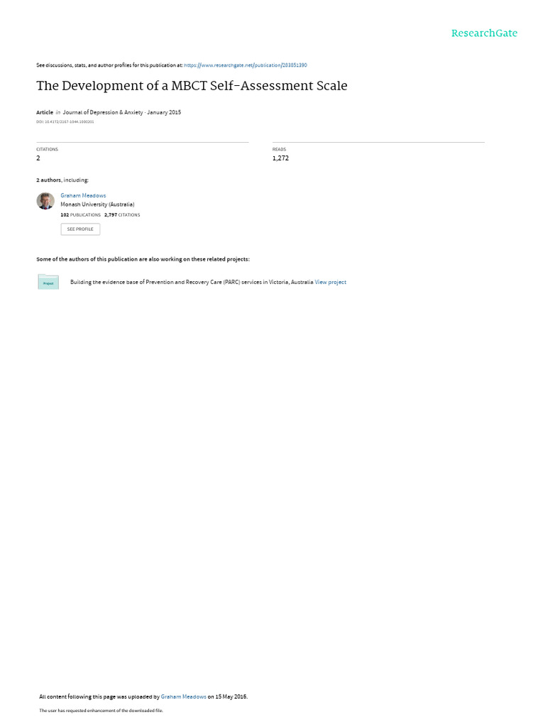 The Development of A MBCT Self-Assessment Scale | PDF | Mindfulness ...