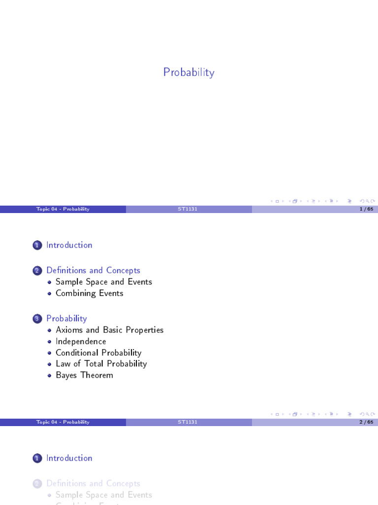 Topic4 Probability | PDF | Probability | Probability Theory