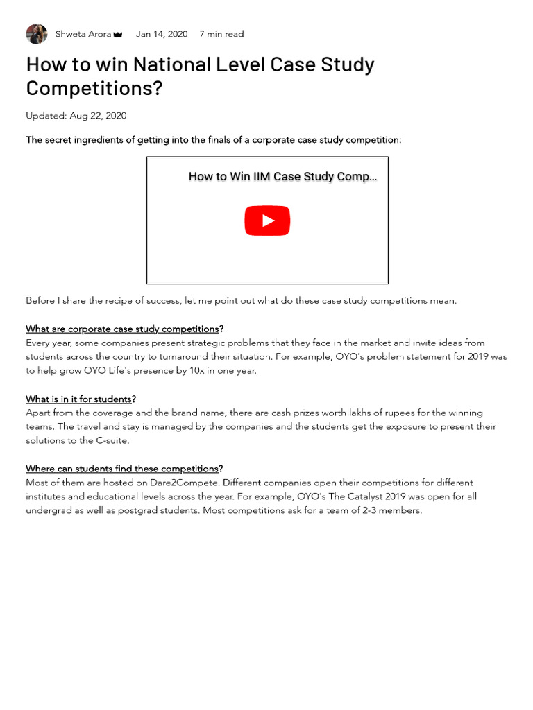 How To Win National Level Case Study Competitions | PDF | Microsoft ...