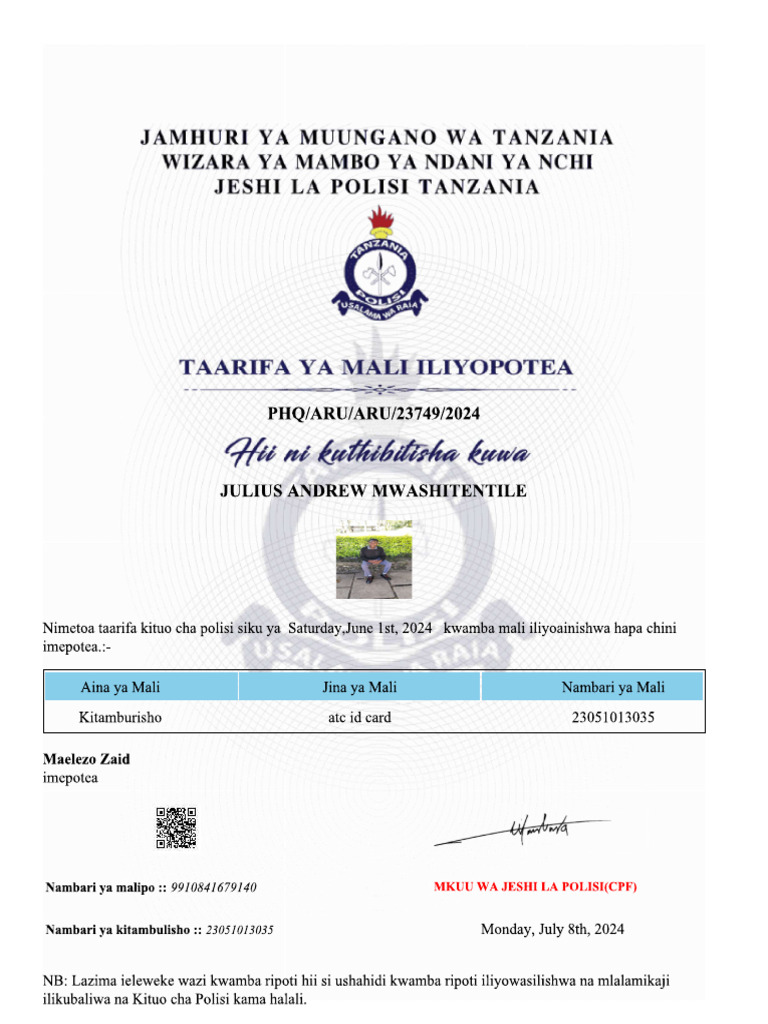 loss report in tanzania | PDF