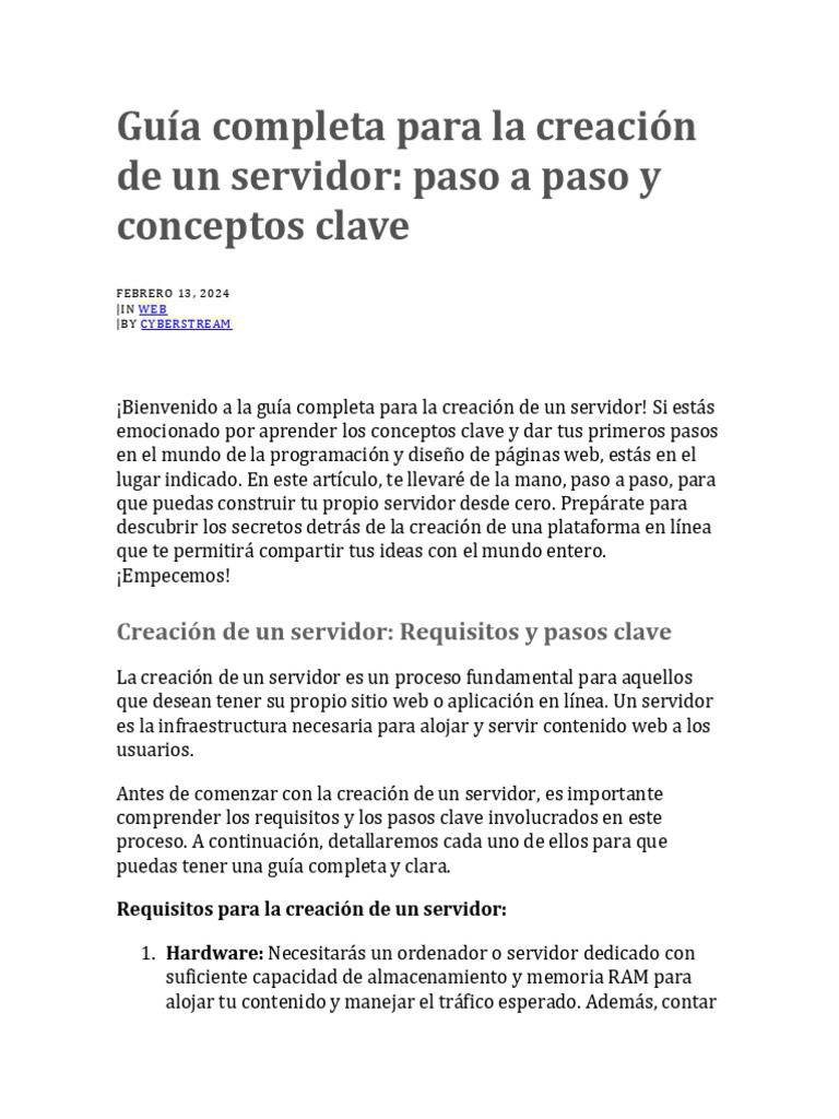 Guía Completa para La Creación de Un Servidor | PDF | Servidor (Computación) | Servidor HTTP Apache
