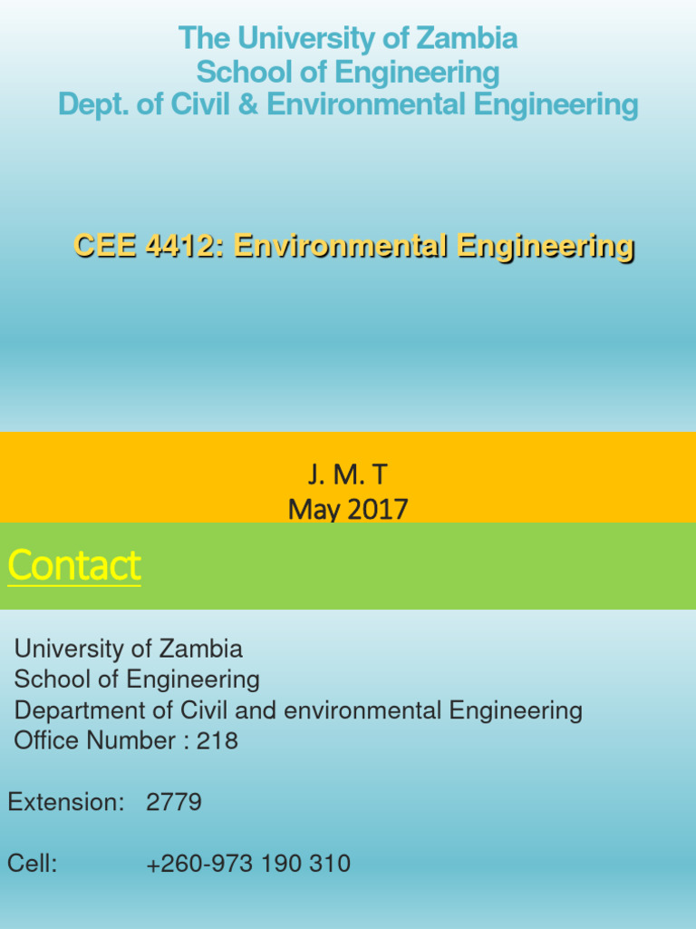 1introductory Lecture Cee 4412 2017 Partial-Done | PDF | Environmental Engineering | Earth Sciences