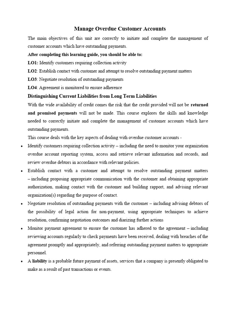 Managing Overdue Customer Accounts | PDF | Debits And Credits | Bad Debt