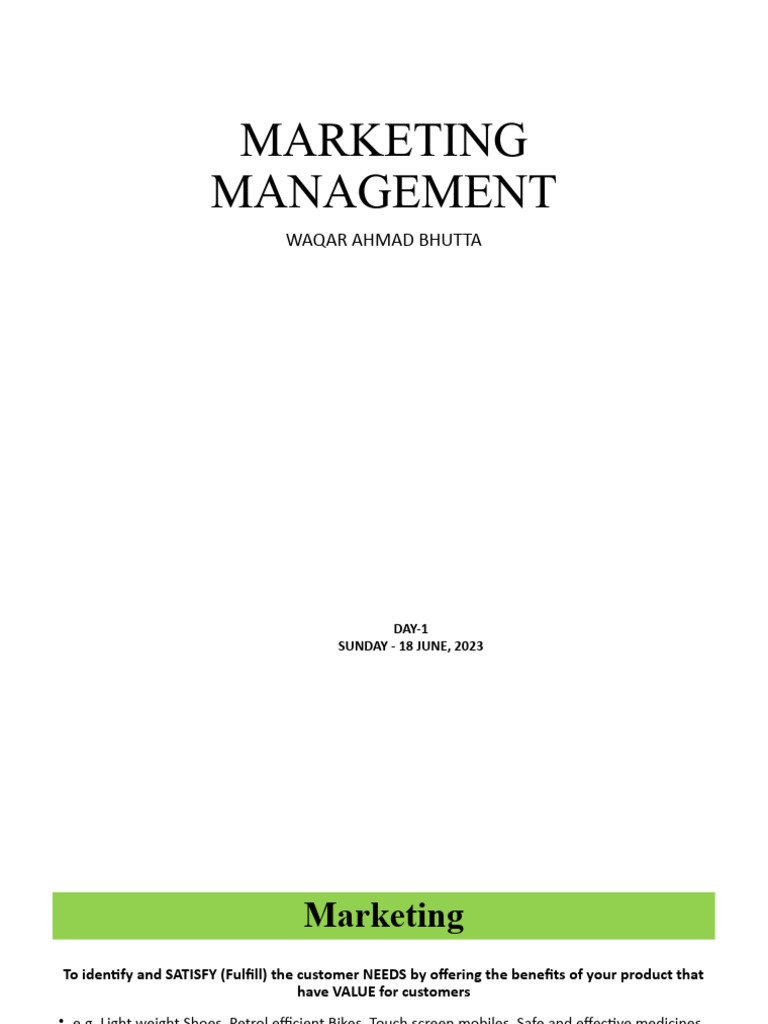 Marketing Management | PDF | Marketing | Bus