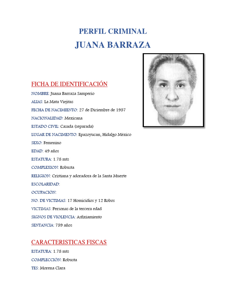 PERFIL CRIMINAL JUANA BARRAZA | PDF