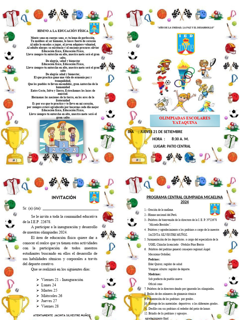 Programa - Olimpiadas Escolares Micaela | PDF