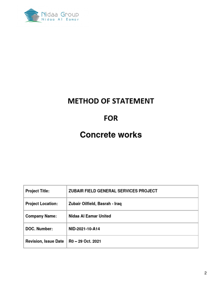 B. Method of Statement For Concrete Work For Foundations | PDF ...