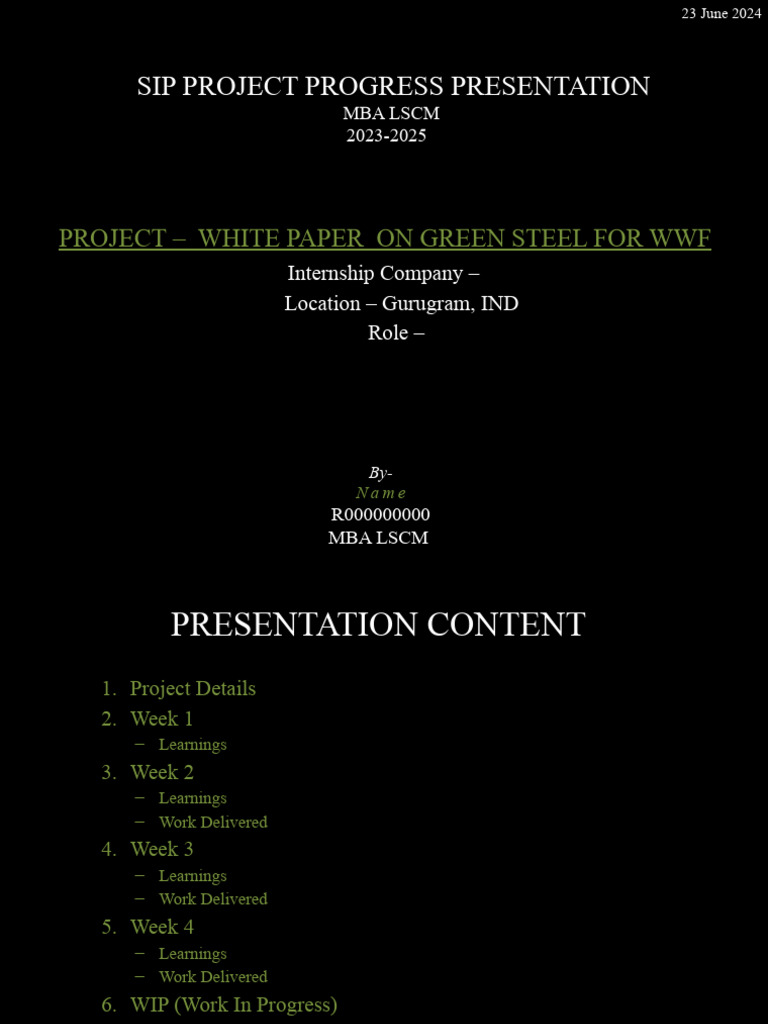 Sample SIP Progress | PDF