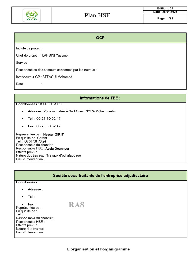 Plan HSE Projet JFC1 Màj | PDF | Déchets | Eaux usées