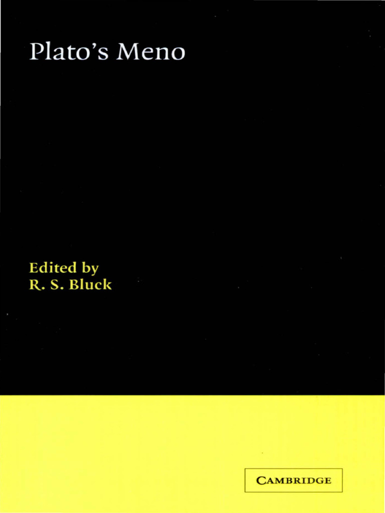 Bluck1961 Plato's Meno | PDF | Socrates | Plato