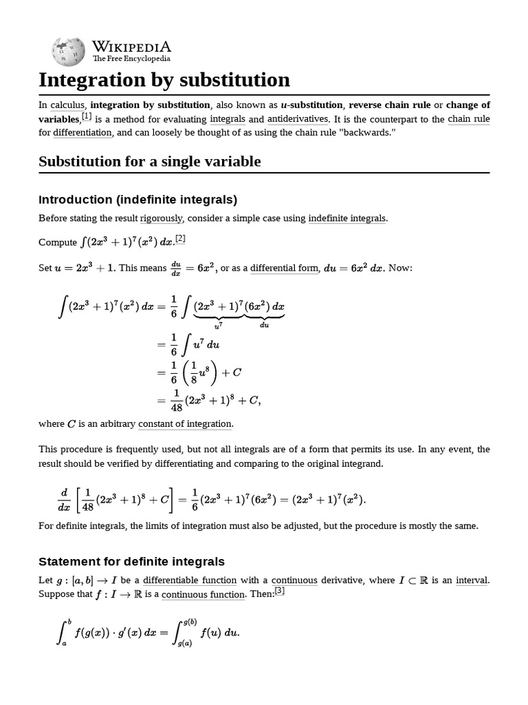 Integration By Substitution Pdf Trigonometric Functions Integral