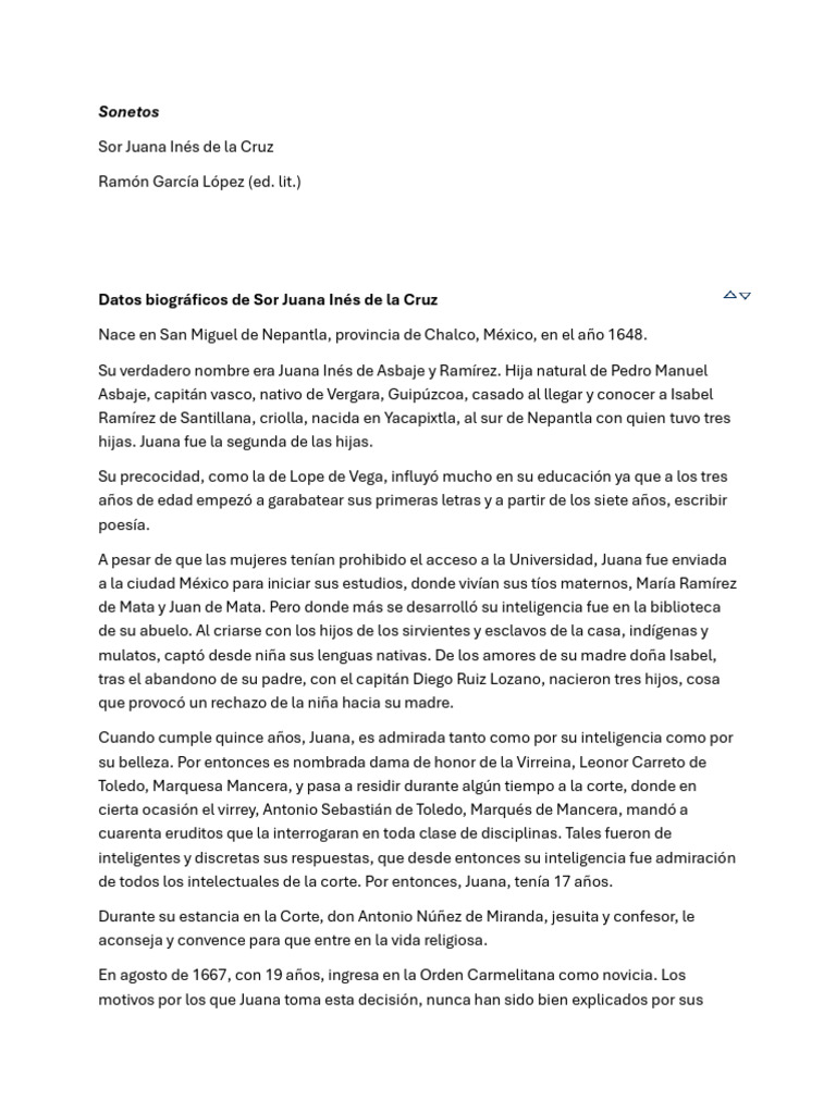 Sonetos Sor Juana | PDF