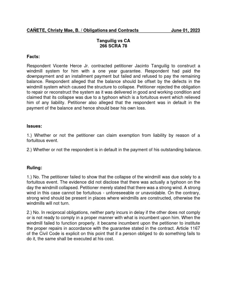 CD5 - Tanguilig vs. CA 266 SCRA 78 | PDF | Finance & Money Management | Law