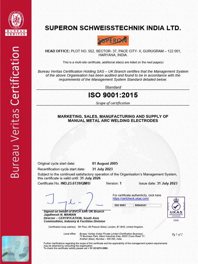 Certificado Calidad Iso Suepron | PDF | Iso 9000 | Steel