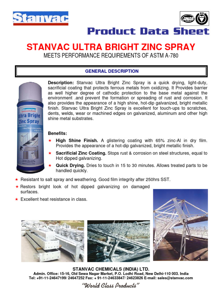 Ficha Tecnica Super Ultra Bright Zinc Spray | PDF | Corrosion | Rust