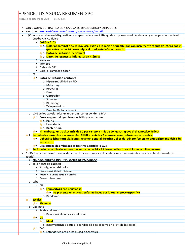 Diagnóstico y Tratamiento de Apendicitis | PDF | Abdomen | El embarazo