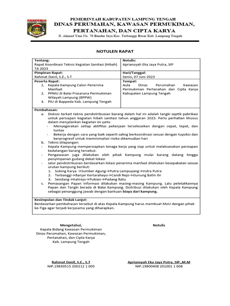Draft Notulen Rapat | PDF | Sains & Matematika