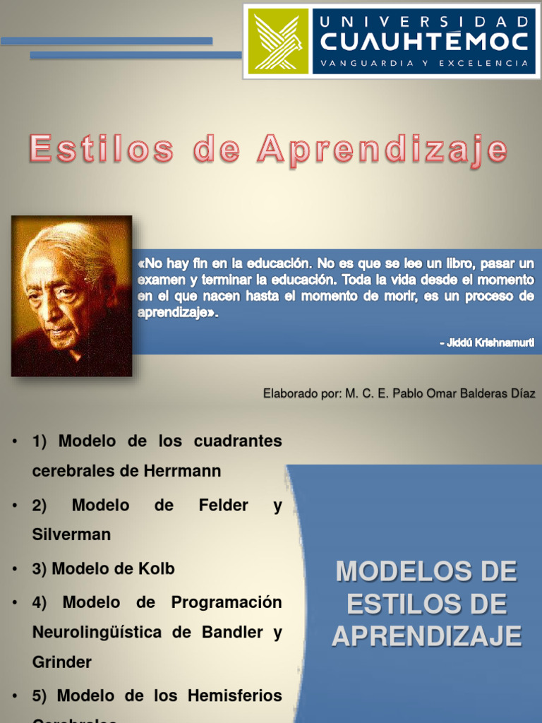 Balderas, P. O. (2016) - Estilos de Aprendizaje. EaD. | PDF | Aprendizaje | Inteligencia