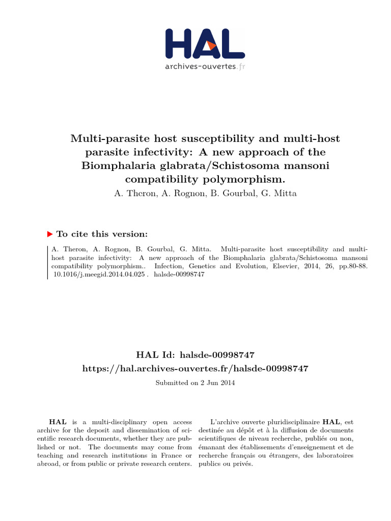 Multi Parasite Host Susceptibility and M | PDF | Biology