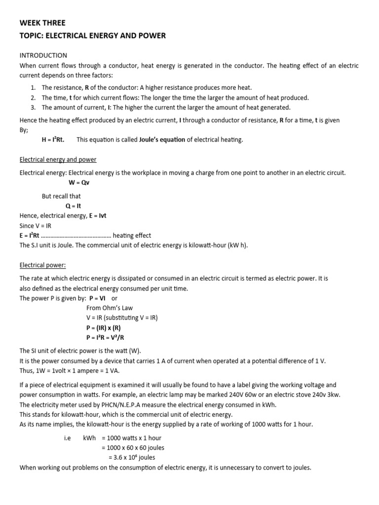 Electrical Energy and Power | PDF | Watt | Electric Power