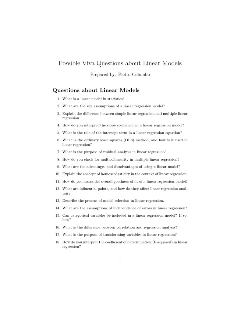 Questions For Viva | PDF | Regression Analysis | Linear Regression